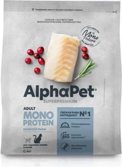 Купить Корм AlphaPet Monoprotein для взрослых рыба 0.4 кг в Алматы – Магазин на Kaspi.kz