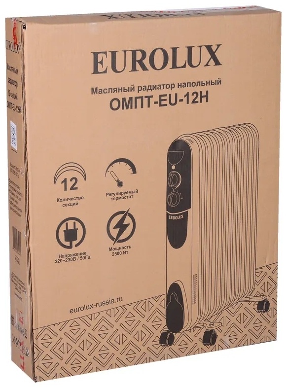 Купить Масляный радиатор Eurolux ОМПТ-EU-12Н белый в кредит в Алматы ...