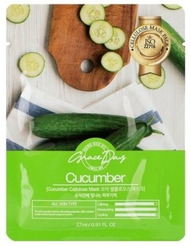 Купить Маска для лица Grace Day тканевая Cucumber Cellulose Mask 10х27 ...