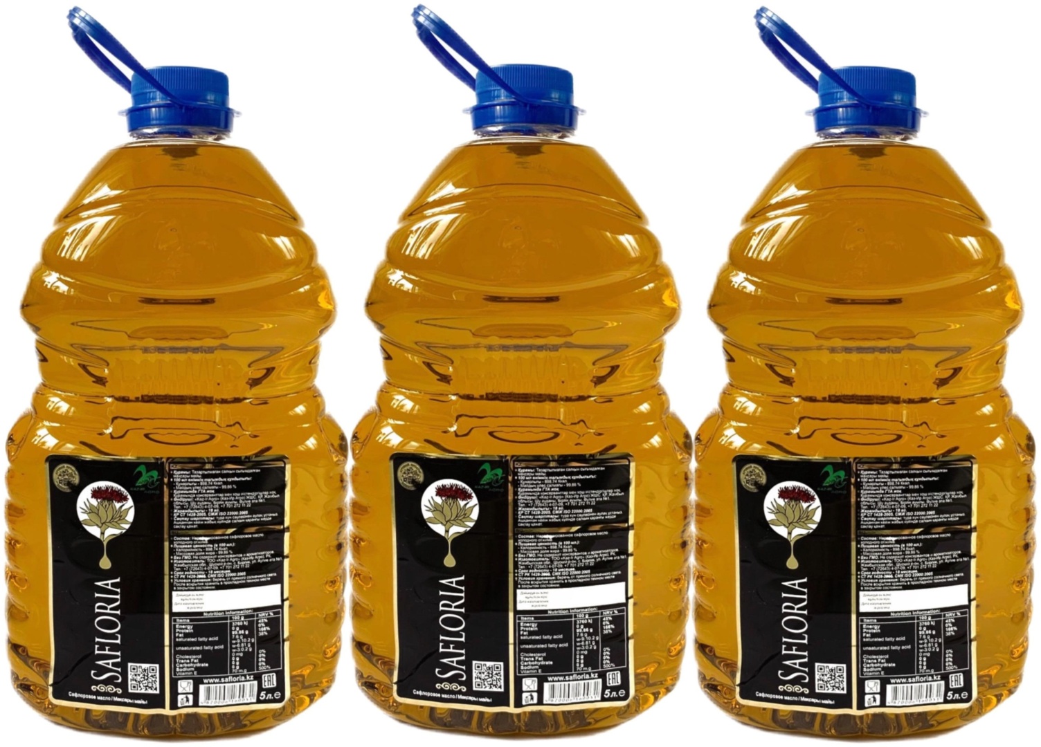 Купить Масло Safloria сафлоровое нерафинированное 3 бутылки по 5 л в ...