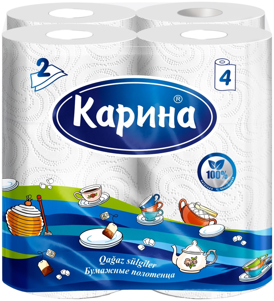 Купить Бумажные полотенца Карина 332791 2 слоя 4 шт в Алматы – Магазин ...