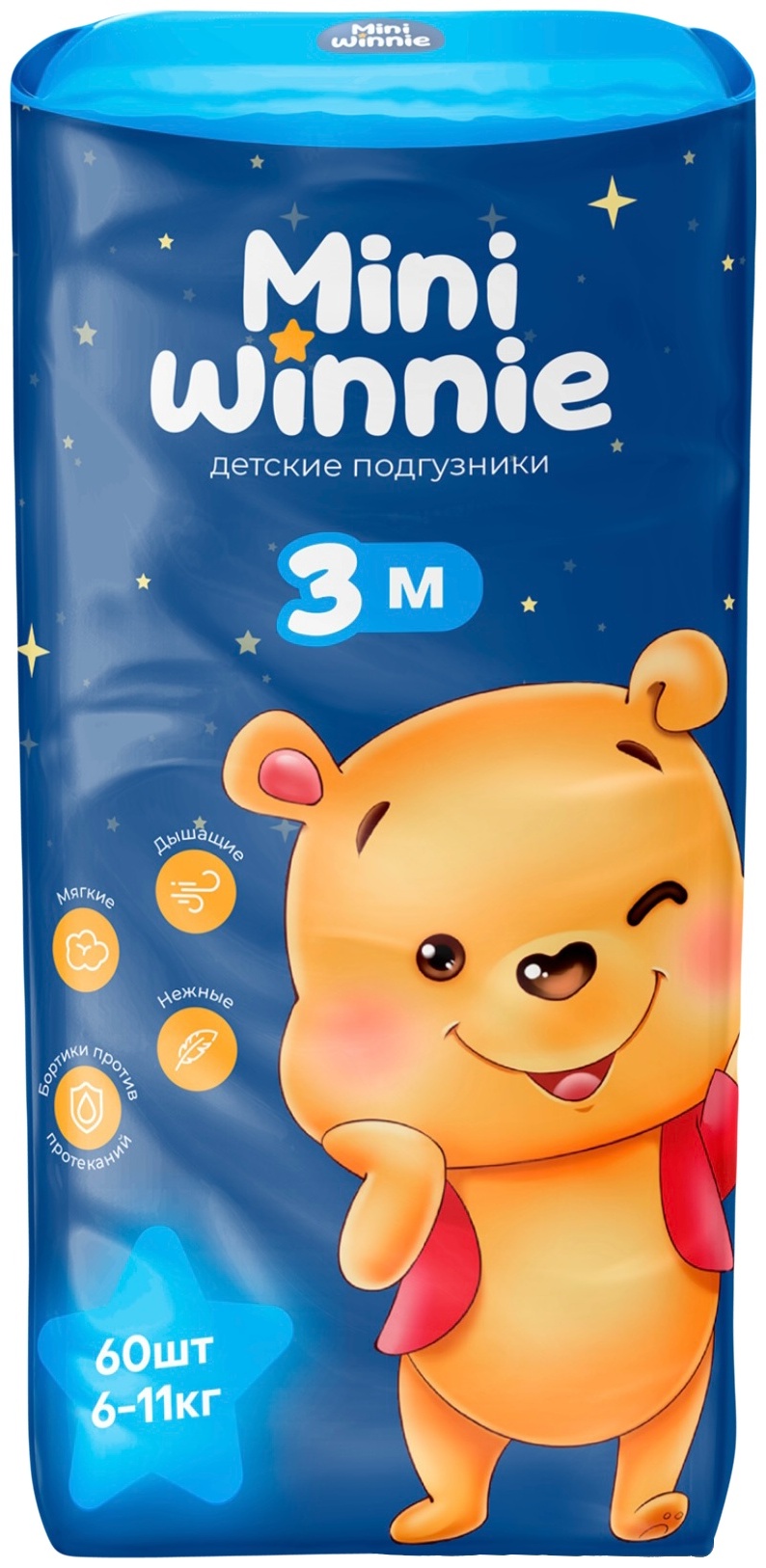 Купить Подгузники Mini Winnie M, 3, 60 шт в Алматы – Магазин на Kaspi.kz