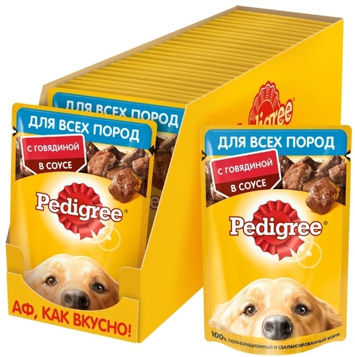 Купить Корм Pedigree говядина в соусе все породы 85 г 28 шт в кредит в ...