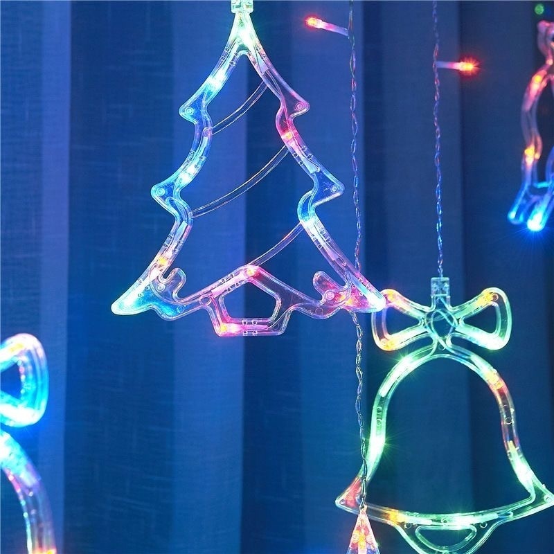 Купить Электрогирлянда Звезды, елки, олени, колокольчики цвет свечения ...