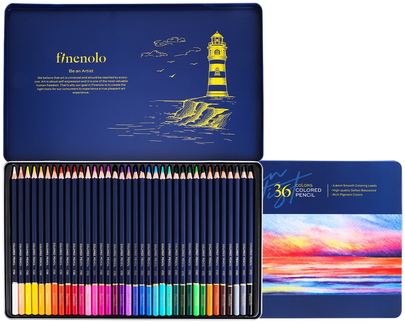 Купить Цветные карандаши Набор цветных карандашей Finenolo 36 цветов в ...
