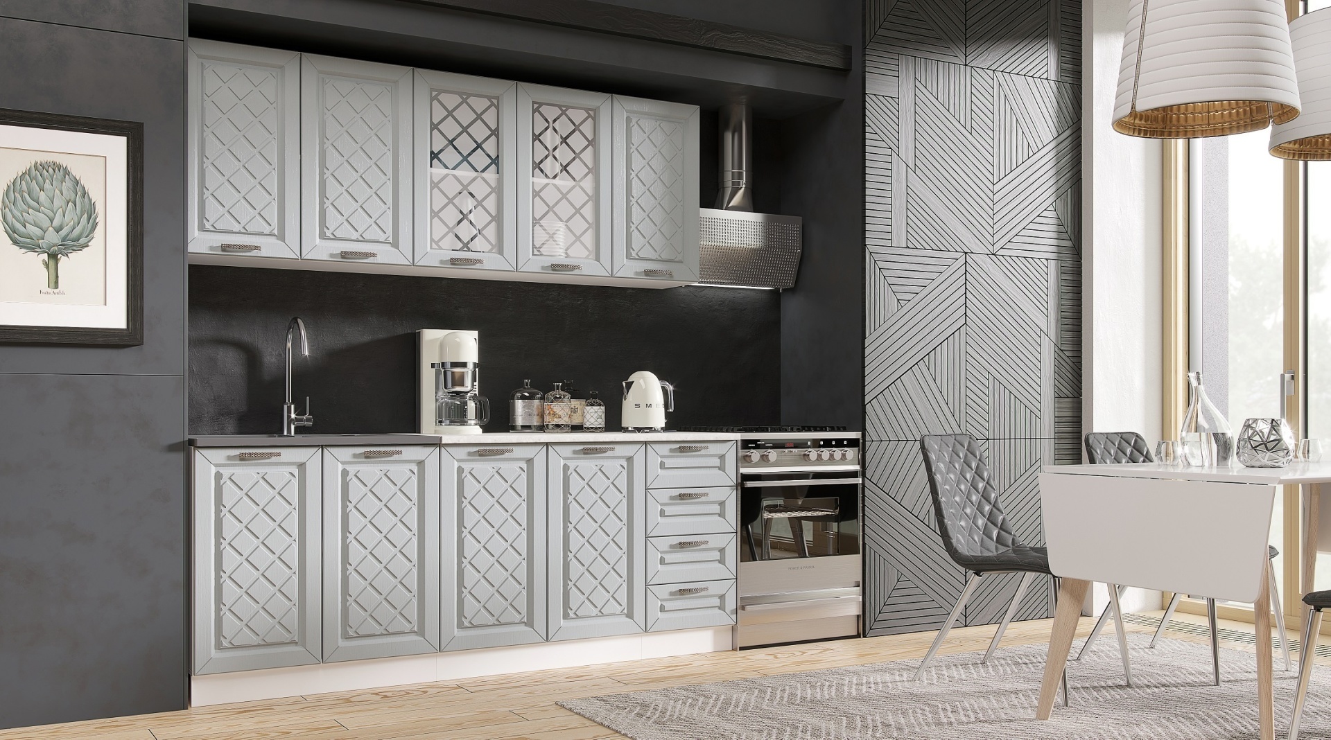 Купить Кухонный гарнитур ЭРА Мебель Агава 200x60x155 см светло серый