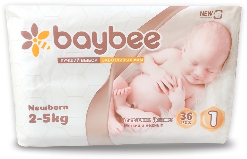 Купить Подгузники Baybee Newborn 1, 36 шт в Алматы – Магазин на Kaspi.kz