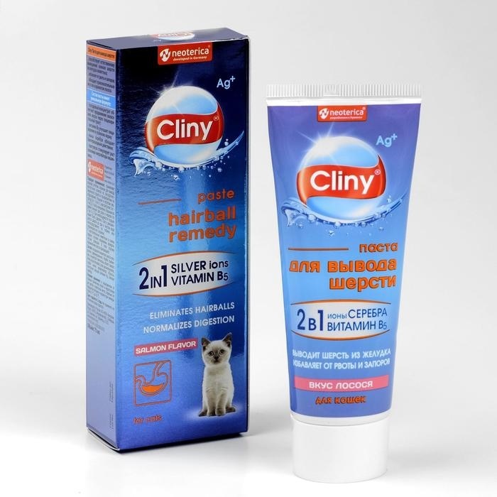 Купить Cliny Паста для вывода шерсти со вкусом лосося для кошек 75 мл в ...