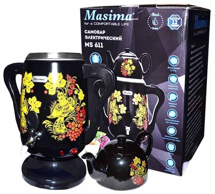 Купить Электросамовар Masima MS 611 черный в Алматы – Магазин на Kaspi.kz