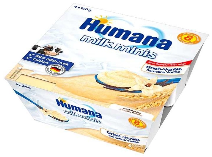 Купить Детская каша Humana Milk Minis манная с ванилью 4 шт по 100 г с ...