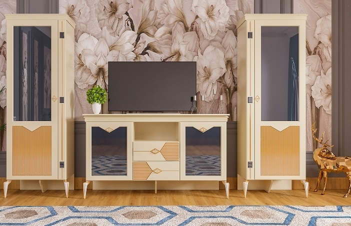 Купить ТВ тумба Эдем Капля 260x220x55 см бежевый в кредит в Алматы