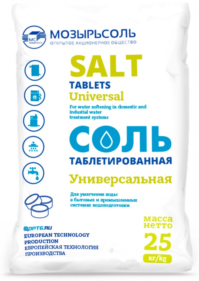 Купить Соль таблетированная Мозырьсоль ТУ РБ 400087365,003 25 кг в ...