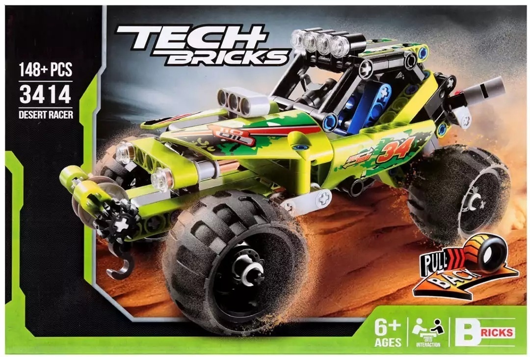 Купить Конструктор Tech Bricks машина гоночная с инерционным механизмом 3414, деталей 148 шт ...