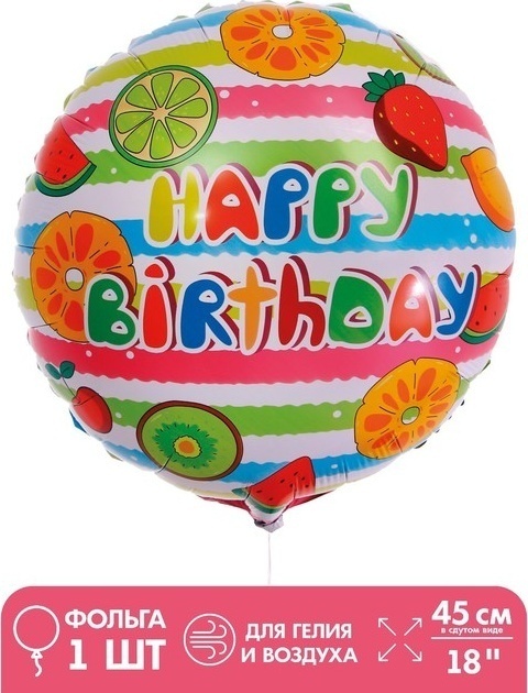 Купить Воздушный шар Страна Карнавалия Happy Birthday с рисунком с