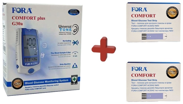 Купить Fora глюкометр Comfort Plus G30a + Тест-полоски для глюкометра ...