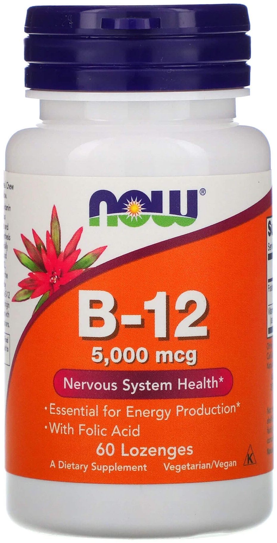 Купить NOW Vitamin B12 5000 mcg + FOLIC ACID таблетки 60 шт в кредит в ...