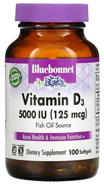 Купить Bluebonnet Nutrition витамин D3, 125 мкг (5000 МЕ) таблетки 100 ...