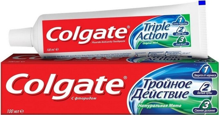Купить Colgate зубная паста Тройное Действие Натуральная мята 100 мл в Алматы – Магазин на Kaspi.kz