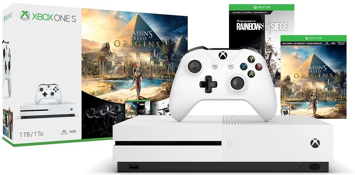 Купить Игровая приставка Microsoft Xbox One S 1Tb белый + Assassin's ...
