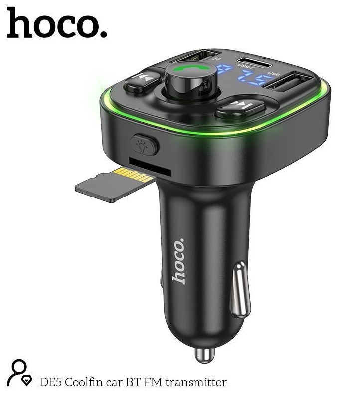 Купить FM-трансмиттер Hoco DE5 черный в Алматы – Магазин на Kaspi.kz