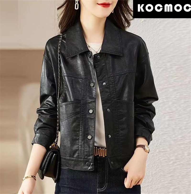 Купить Кожаная куртка KOCMOC 20240524-6 черный XL-44（55-60kg） в Алматы ...