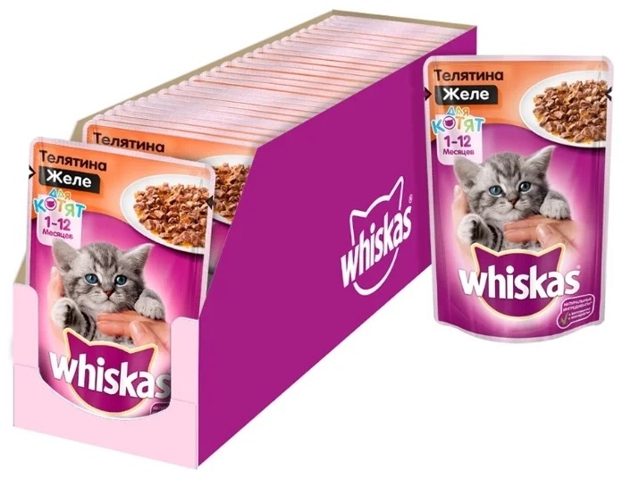 Купить Корм Whiskas кусочки в желе телятина 75 г 28 шт в кредит в ...