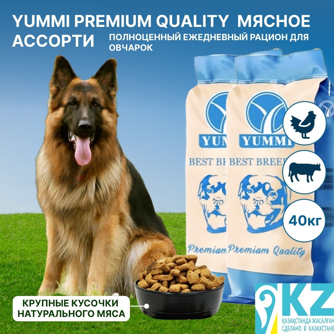 Купить Корм YUMMI Premium Quality Мясное ассорти для овчарок 40 кг в ...