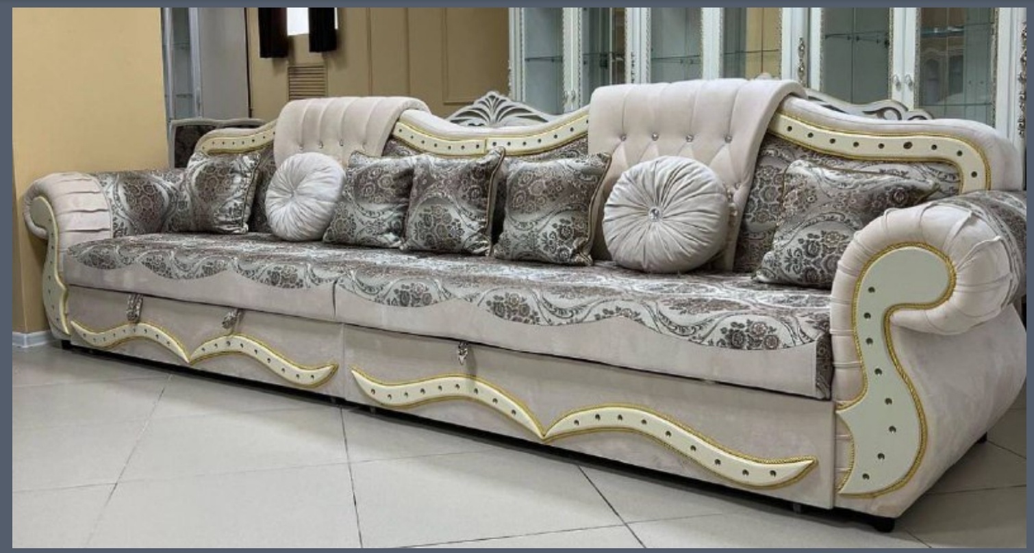Купить AsiaBrand Шах диван, обивка ткань, 120x390x100 см, бежевый в ...