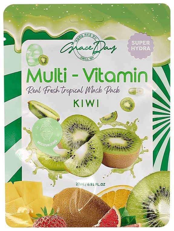 Купить Маска для лица Grace Day тканевая Multi-Vitamin Kiwi Тканевая маска для лица с киви 1 шт ...
