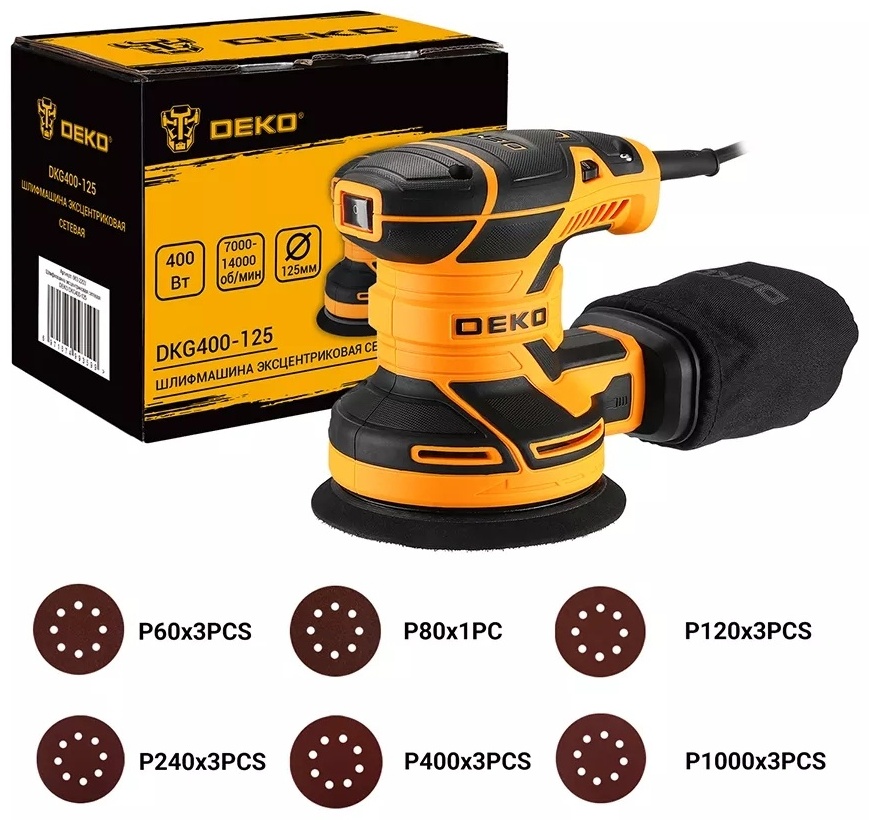 Купить Шлифмашина эксцентриковая DEKO DKG400-125 в Алматы – Магазин на Kaspi.kz