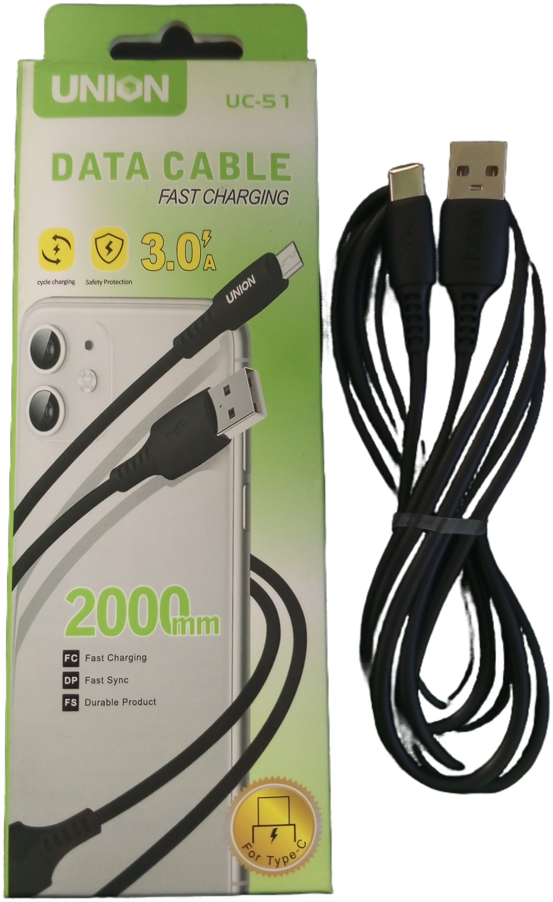 Купить Кабель Union USB 2.0 (M), USB TypeC (M) черный в Алматы ...