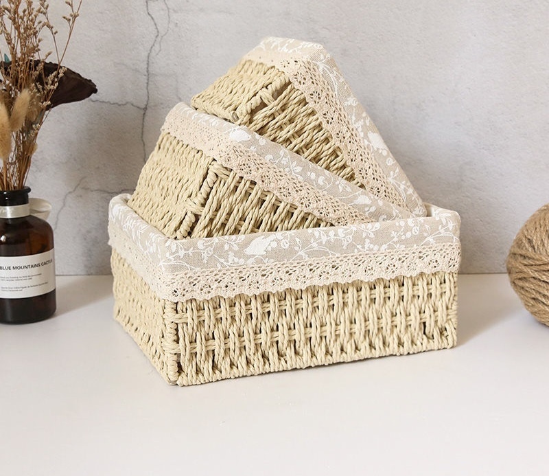 Купить COZY HOME корзина 180712 26x21x11 см, солома, текстиль, металл в ...