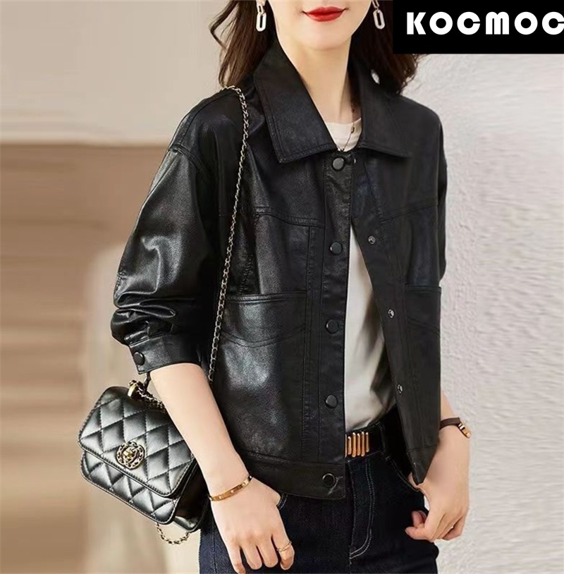 Купить Кожаная куртка KOCMOC 20240524-6 черный 2XL-46（60-65kg） в Алматы ...