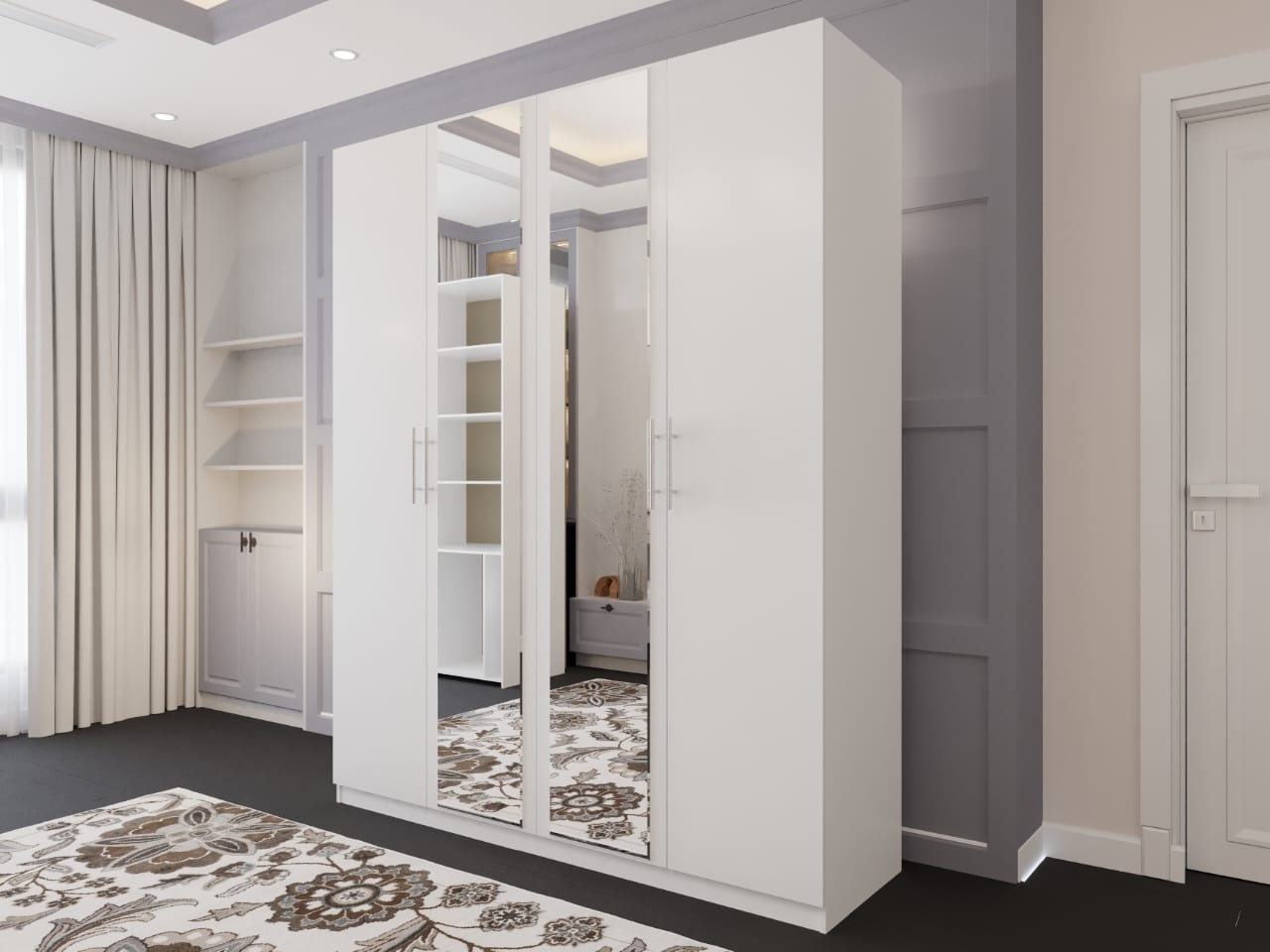 Купить Шкаф Азия Бренд Jmd Эмма 4Д 180x50x200см белый в кредит в Алматы Kaspi Магазин