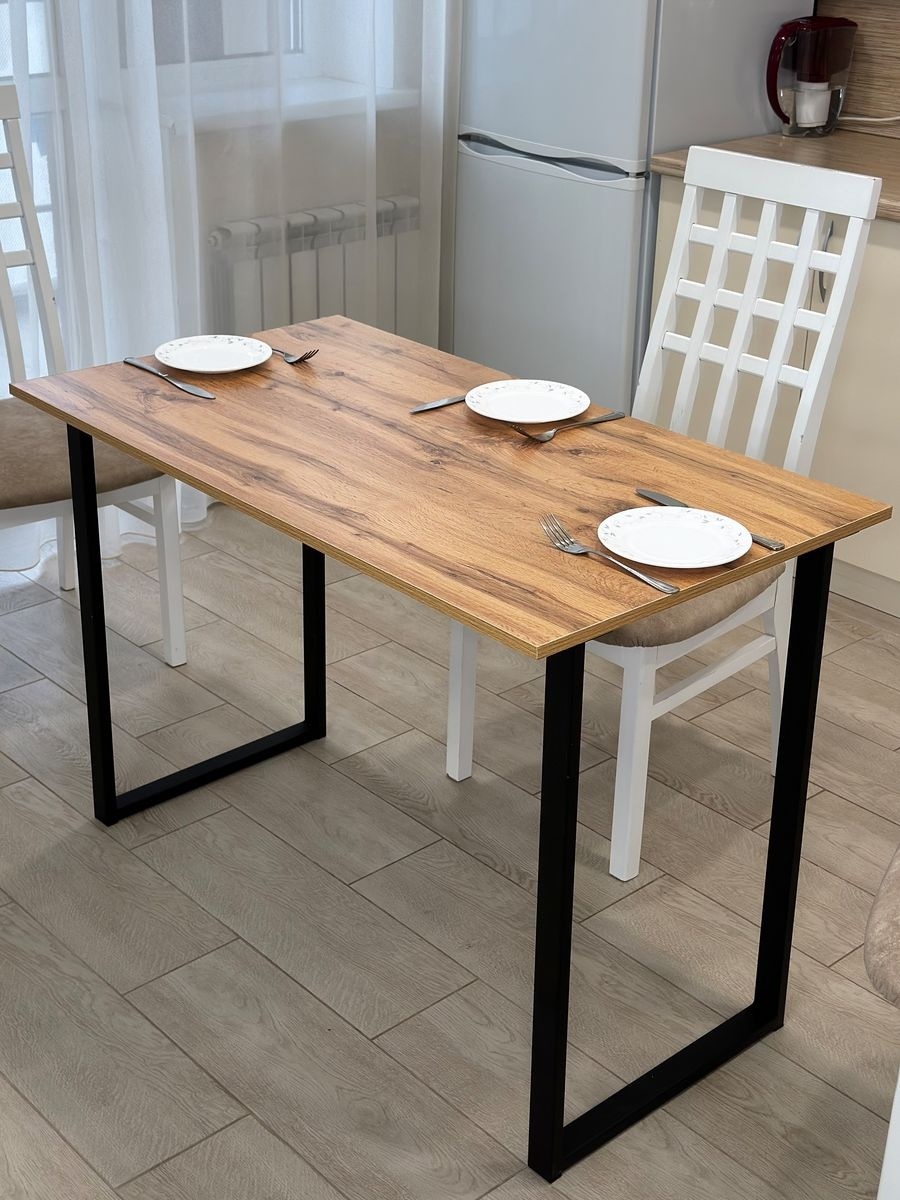 Купить Обеденный стол Loft, 110х60x75 см, ЛДСП, черный, коричневый в ...