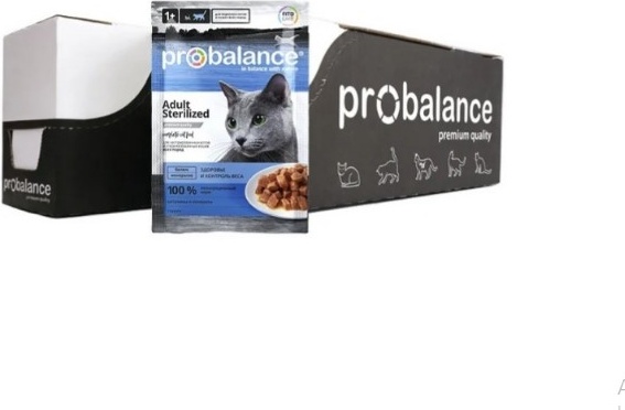 Купить Корм Probalance Adult Sterilized кусочки в желе курица 85 г 28 шт в Алматы – Магазин на ...
