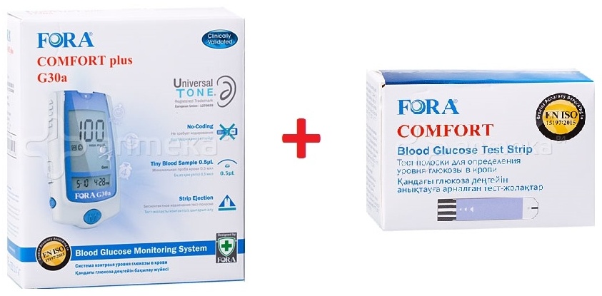 Купить Fora глюкометр Fora глюкометр Comfort Plus G30a + Тест-полоска ...