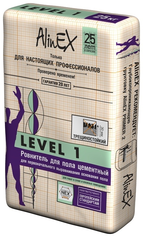 Купить AlinEX наливной пол LEVEL 1 Ровнитель, 25 кг в кредит в Алматы ...