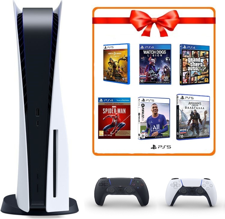 Купить Игровая приставка Sony PlayStation 5 + геймпад черный + MK 11 PS5 + Watch Dogs PS4 + GTA ...