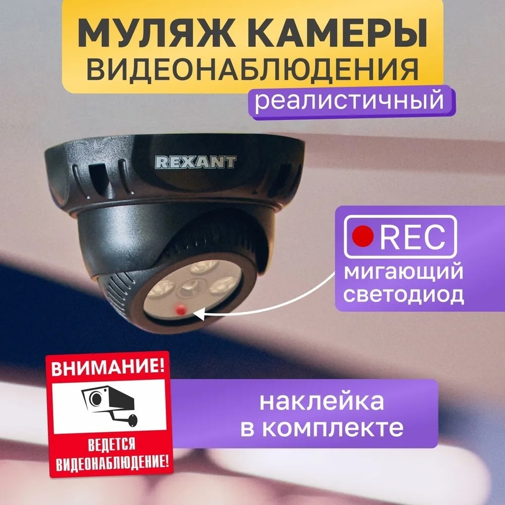 Купить Муляж видеокамеры REXANT RX-301 45-0301 черный в Алматы ...