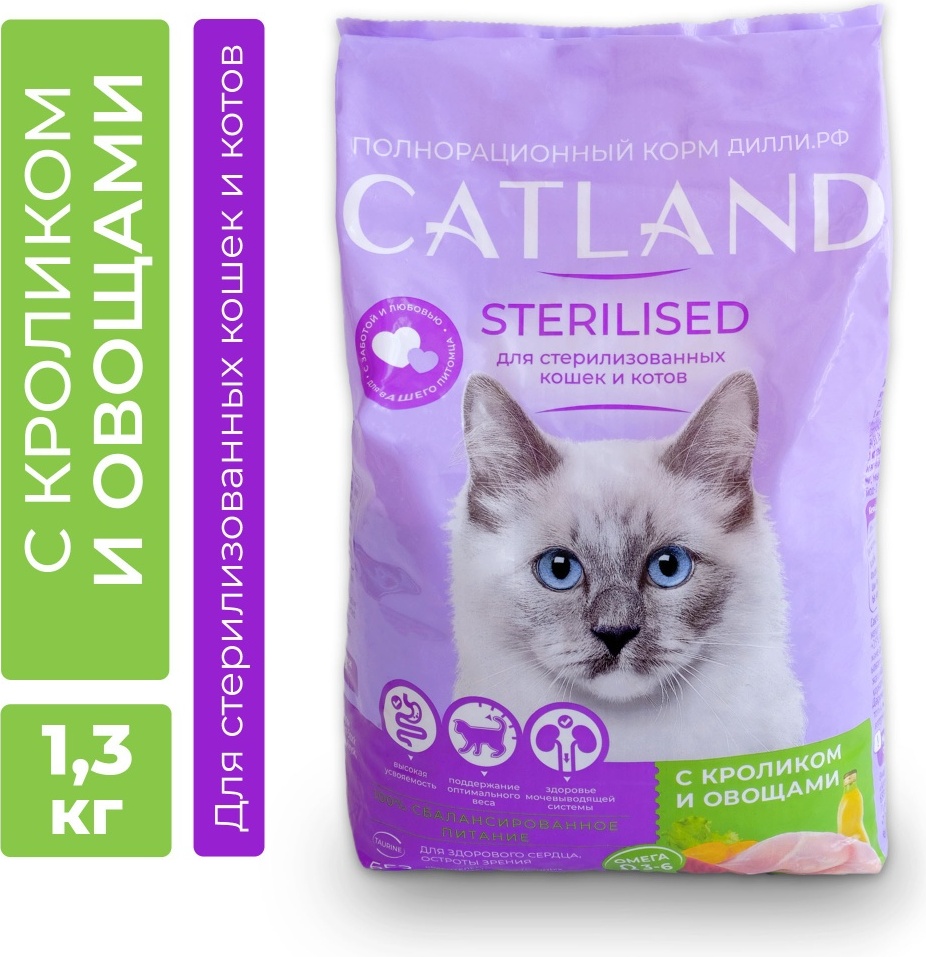 Купить Корм CATLAND с кроликом и овощами кролик, овощи 1.3 кг в Алматы ...