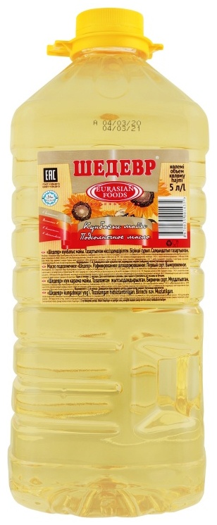 Купить Масло Шедевр подсолнечное рафинированное 5 л в Алматы – Магазин ...