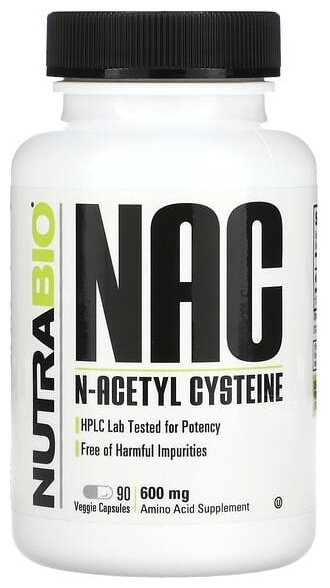 Купить NutraBio Labs NAC N-ацетилцистеин 600 мг 90 капсул в Алматы ...