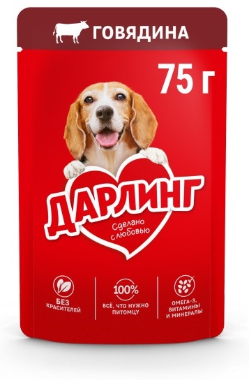 Купить Корм Darling Говядина для взрослых всех пород 75 г 1 шт в Алматы ...