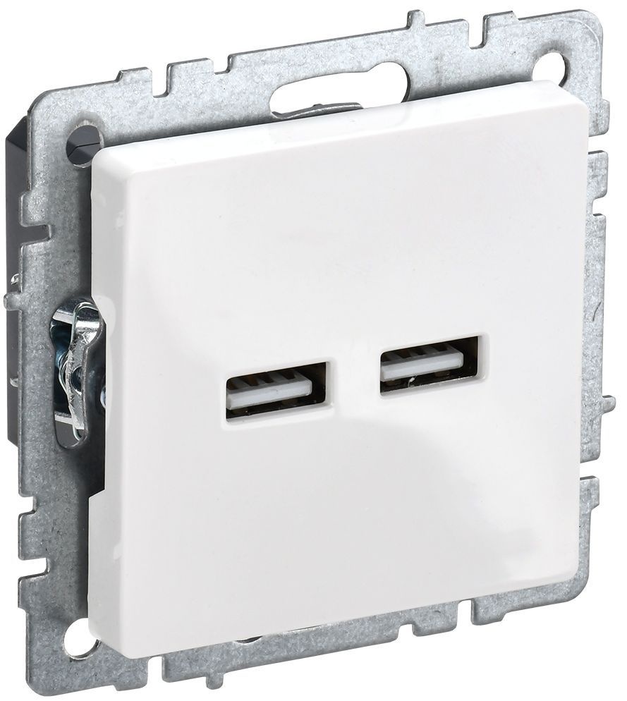 Купить Розетка Iek встраиваемая Brite Usb розетка цвет белый в Алматы