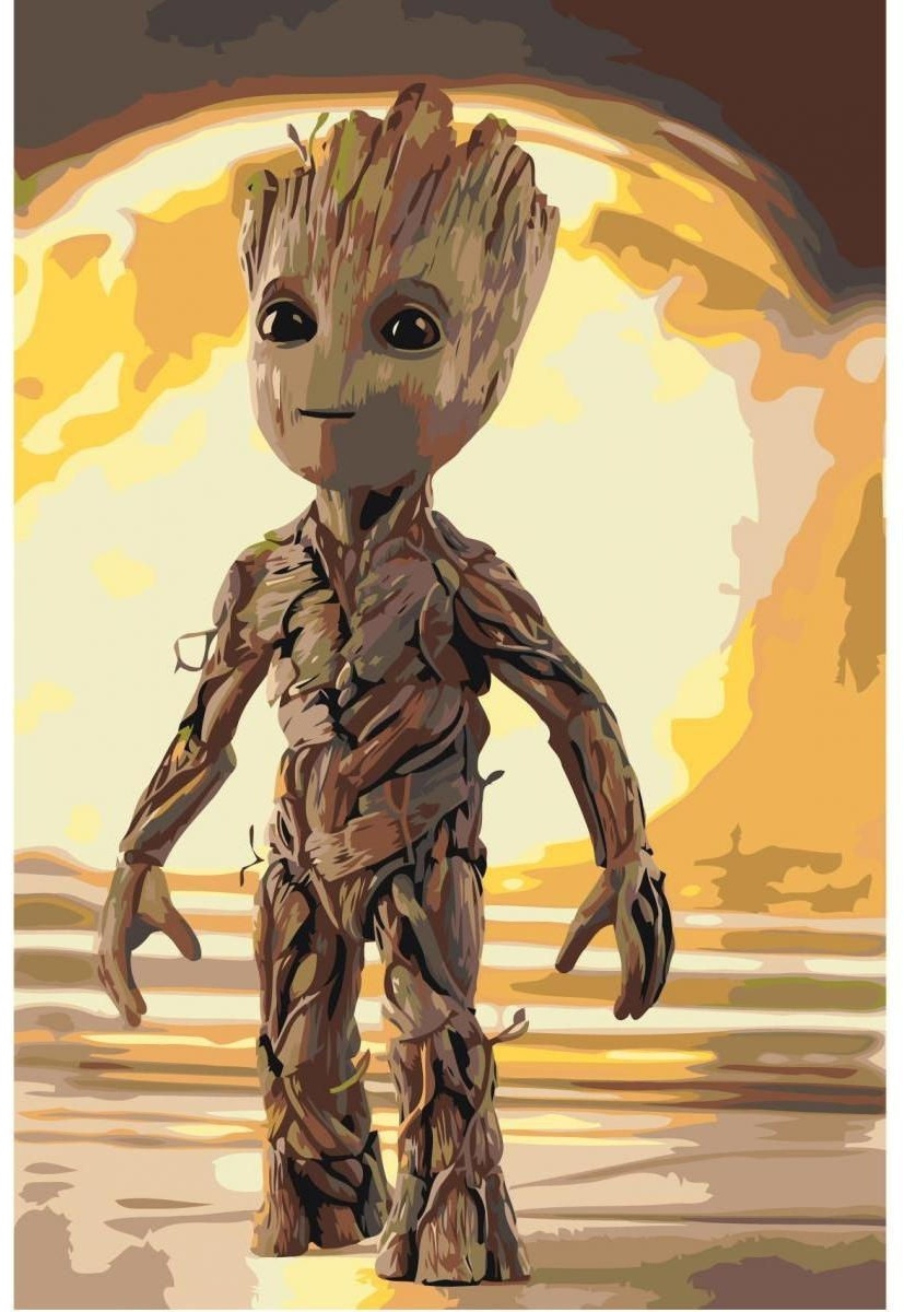 Купить Картина Живопись по номерам Грут Стражи Галактики Марвел Marvel 40 см x 60 см в Алматы ...