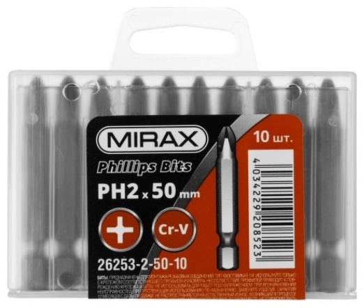 Купить Mirax набор бит 26253-2-50-10 10 шт в Алматы – Магазин на Kaspi.kz