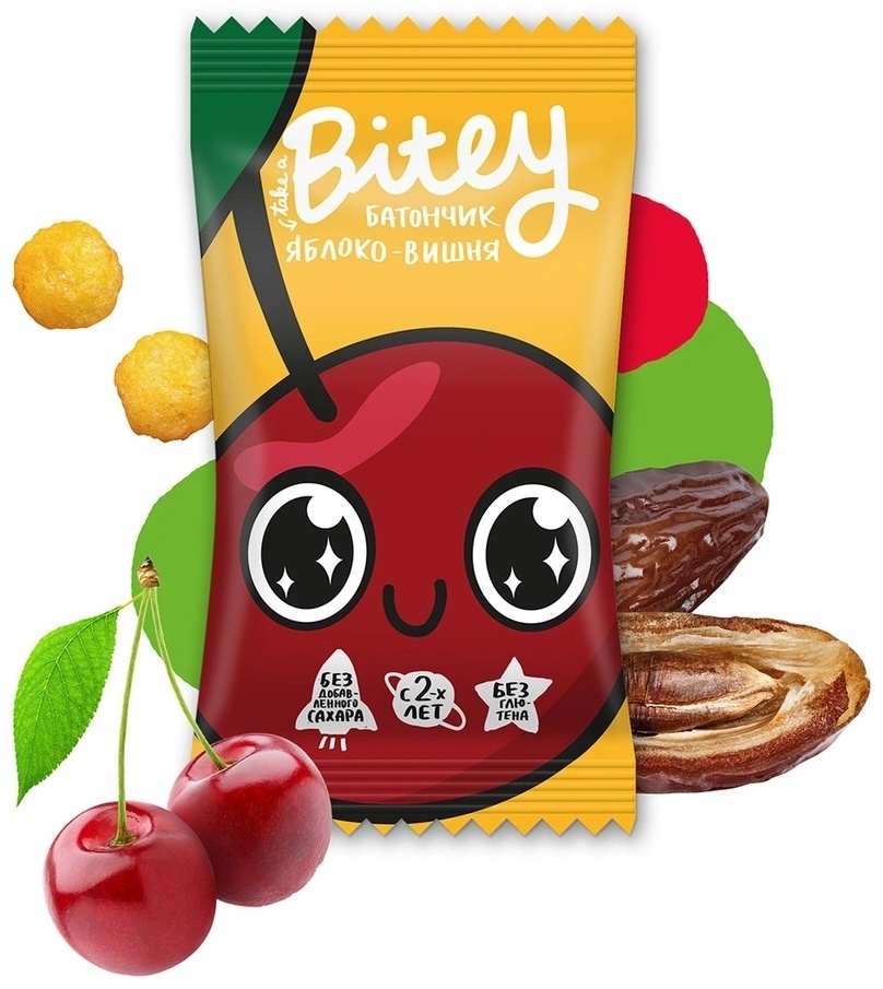 Купить Bitey батончик фруктово-ягодный яблоко, вишня 1 шт в Алматы ...