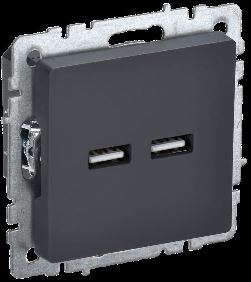 Купить Розетка IEK встраиваемая Brite, USB-розетка цвет графит в Алматы – Магазин на Kaspi.kz