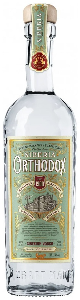 Купить Водка ORTHODOX Siberia классическая зерновой 40% 0.5 л в Алматы – Магазин на Kaspi.kz